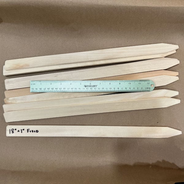18" x 1 1/8" Wooden Field Stakes | Urban Farmer